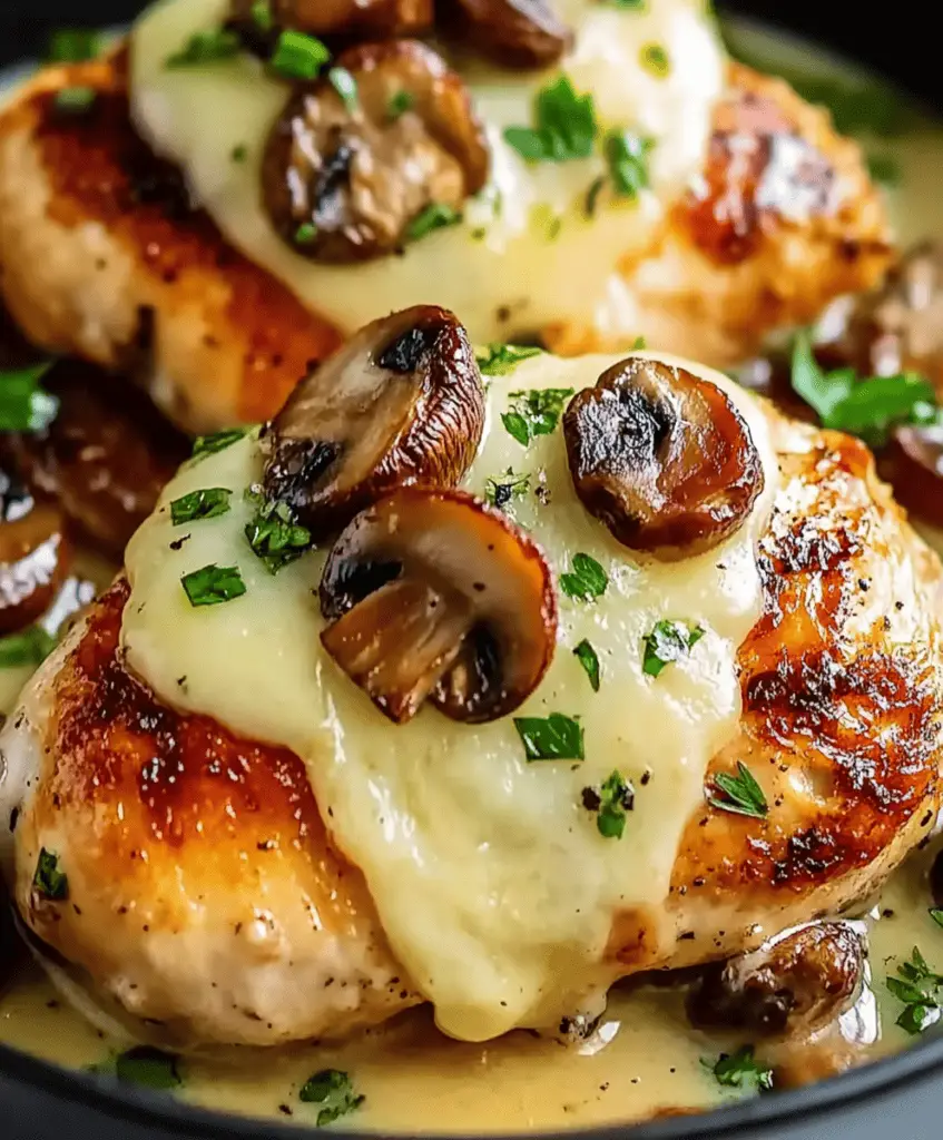 Cheesy Garlic Butter Mushroom Stuffed Chicken Recipe