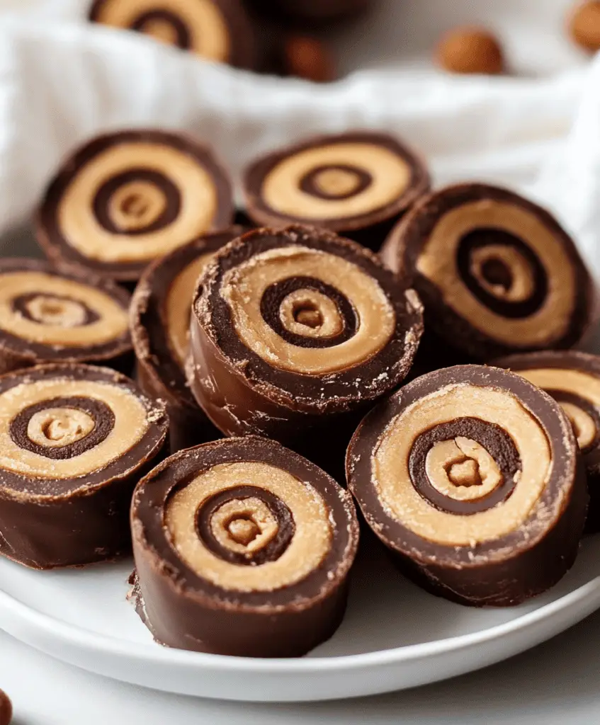 No Bake Chocolate Peanut Butter Pinwheels Recipe