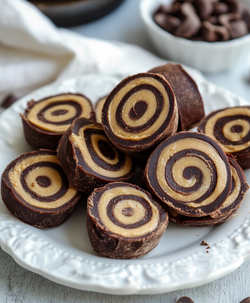 No Bake Chocolate Peanut Butter Pinwheels Recipe