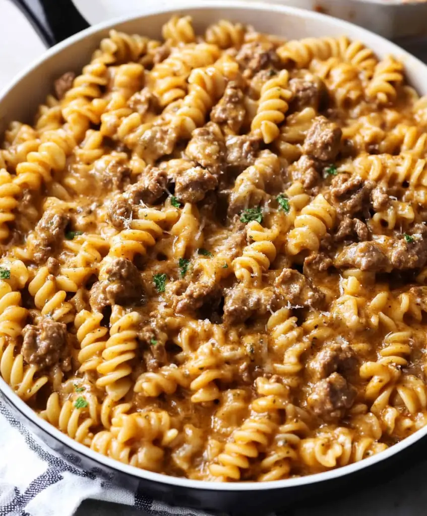 Beef And Rotini In Garlic Parmesan Sauce Recipe